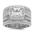 925 Sterling Silver Rhodium Plated Cubic Zirconia 3 Piece Bridal Ring ...