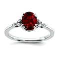 925 Sterling Silver Rhodium Plated Created Ruby and Diamond Ring Size 8 ...