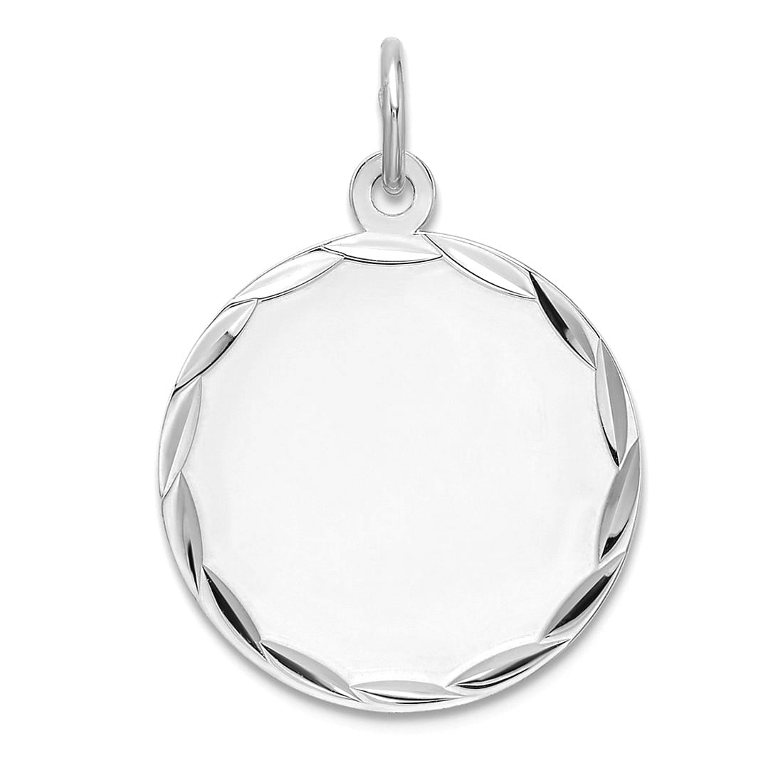 925 Sterling Silver Rhodium Plated Eng. Round Polish Front Back Disc ...