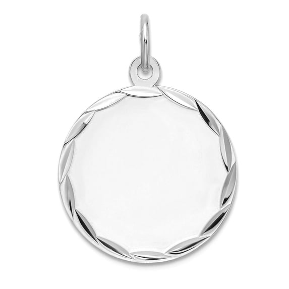 925 Sterling Silver Rhodium Plated Eng. Round Polish Front Back Disc ...