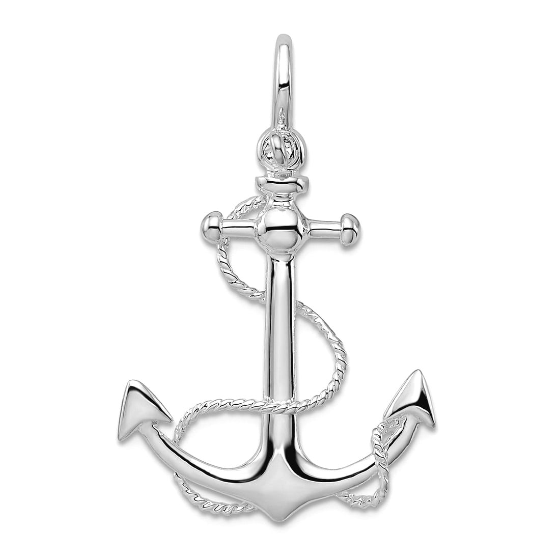 925 Sterling Silver Rhodium Plated Polished 3d Nautical Ship Mariner ...