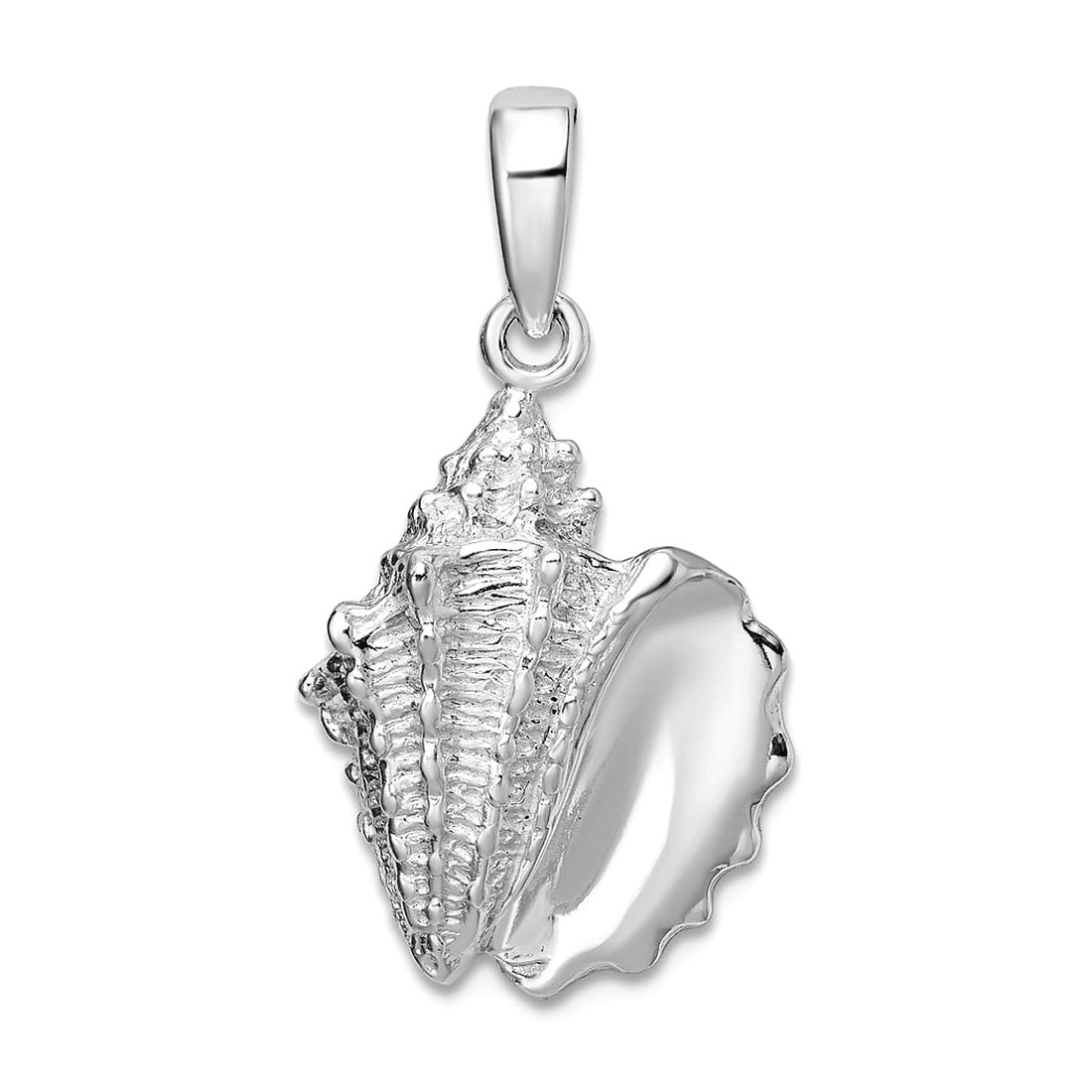 925 Sterling Silver Rhodium Plated Polished Conch Shell Pendant ...