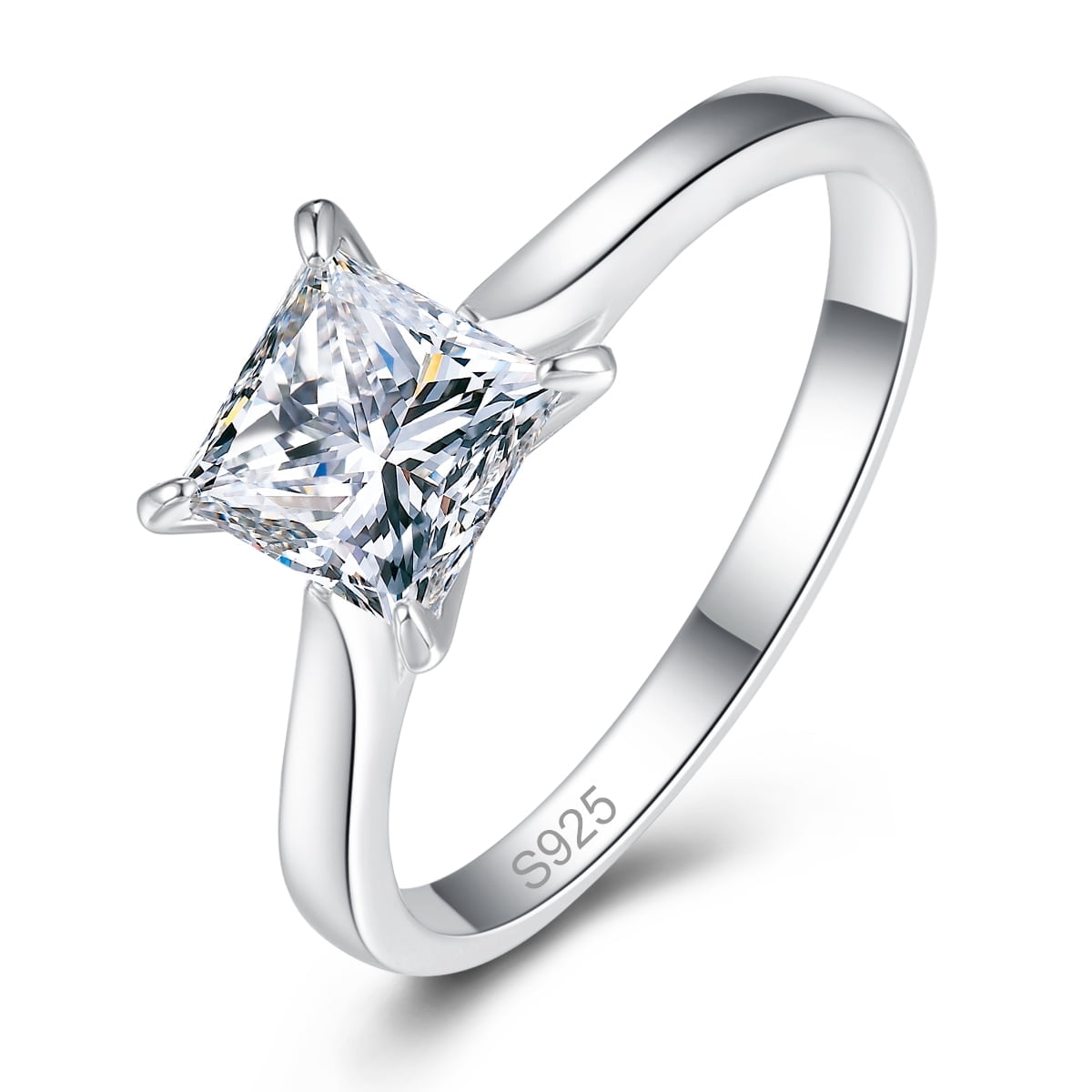 Vakki Princess, Cubic Zirconia & Diamond Ring, Sterling Silver, 0.683 ...