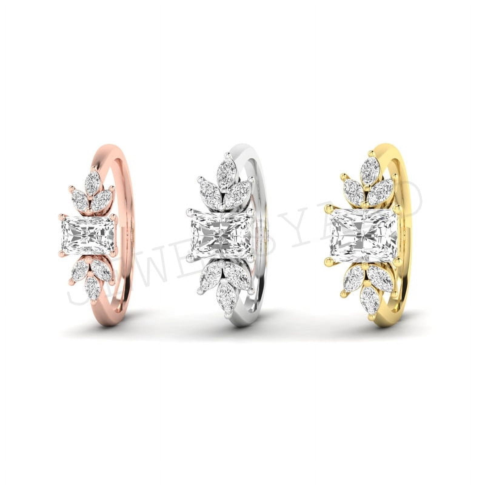 925 Sterling Silver Ring with 14K White Gold Plating Radiant Cut ...