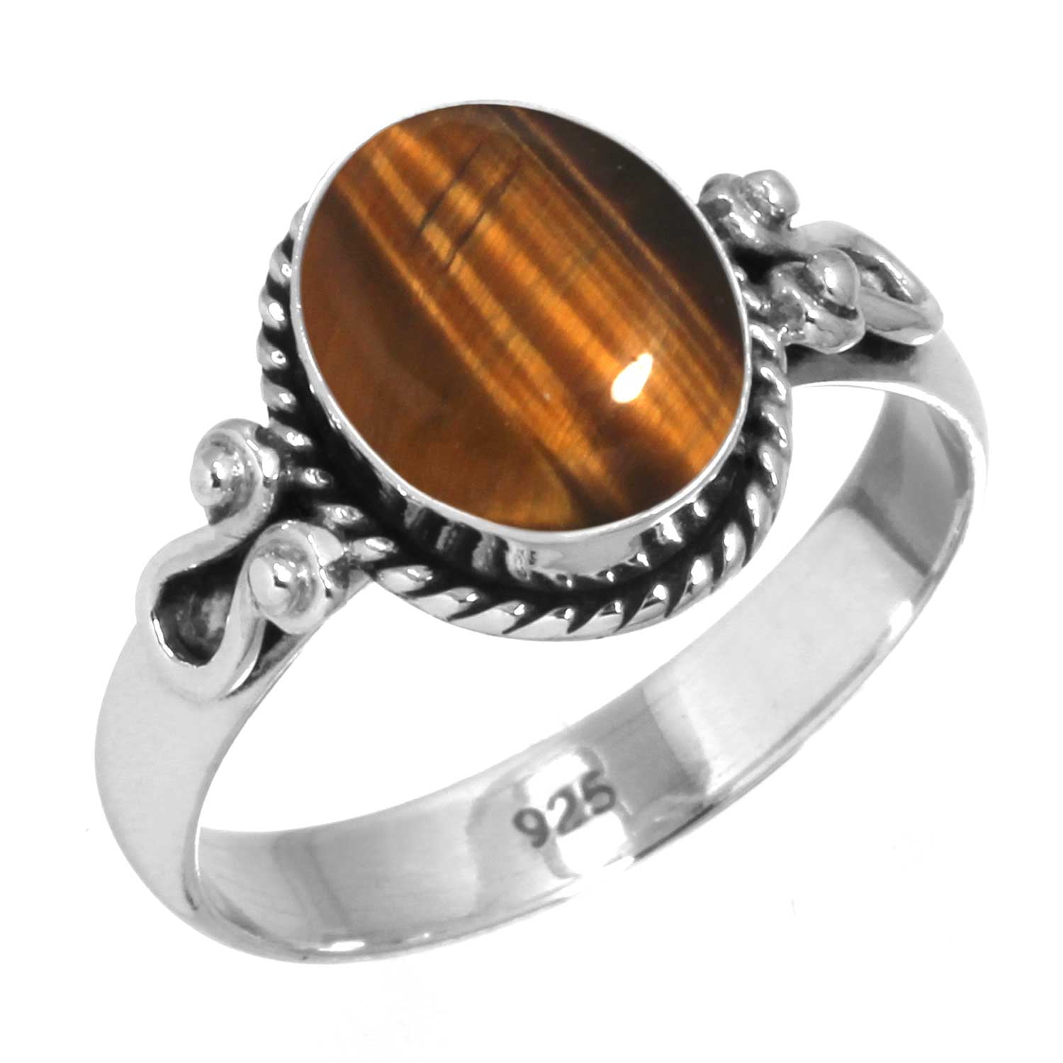 925 Sterling Silver Ring Natural Tiger Eye Handmade Jewelry - Walmart.com