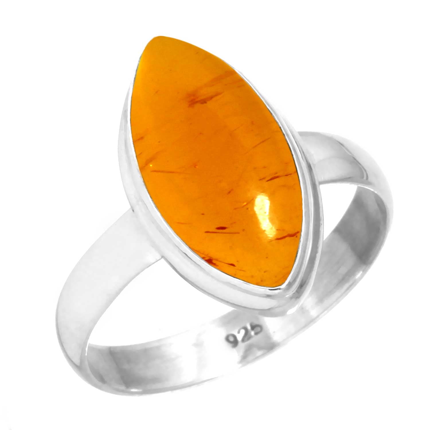 925 Sterling Silver Women Jewelry Amber Ring - Walmart.com