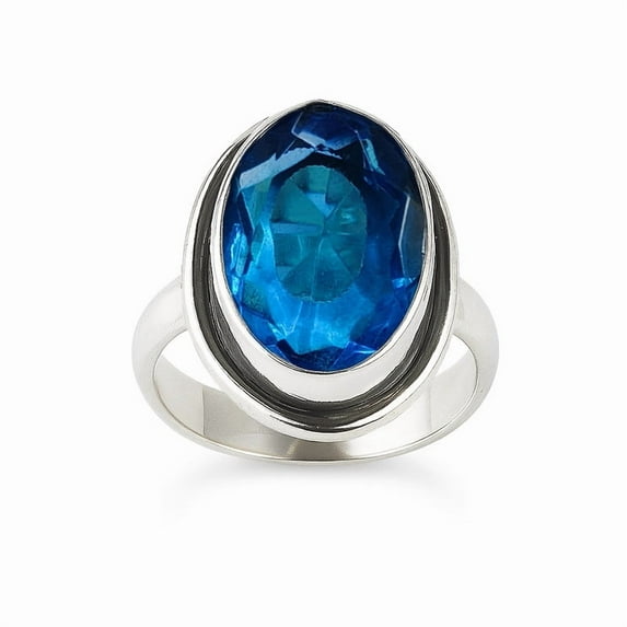 925 Sterling Silver Ring For Womens Swiss Blue Topaz Ring Engagement ...