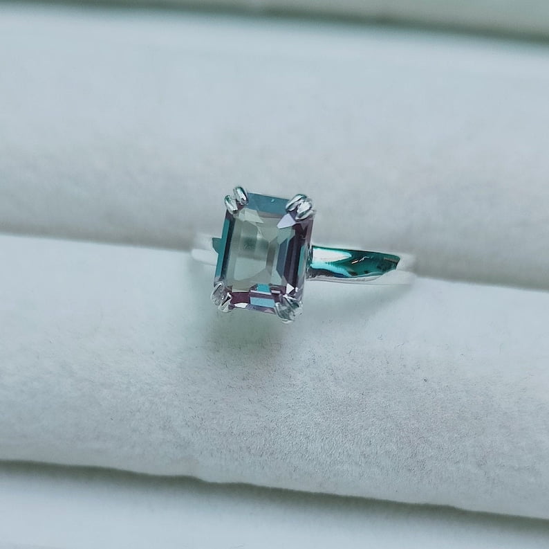 925 Sterling Silver Ring Natural Alexandrite Ring Color Change Stone ...
