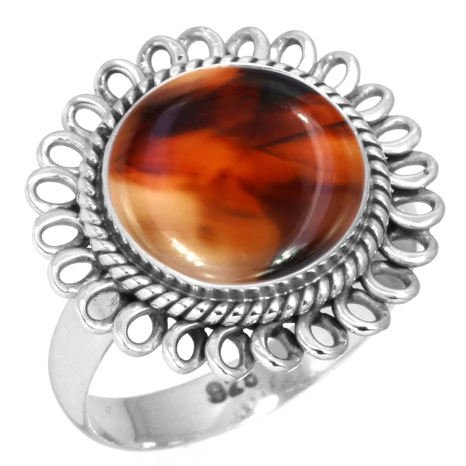 925 Sterling Silver Ring Natural Montana Agate Handmade Jewelry ...