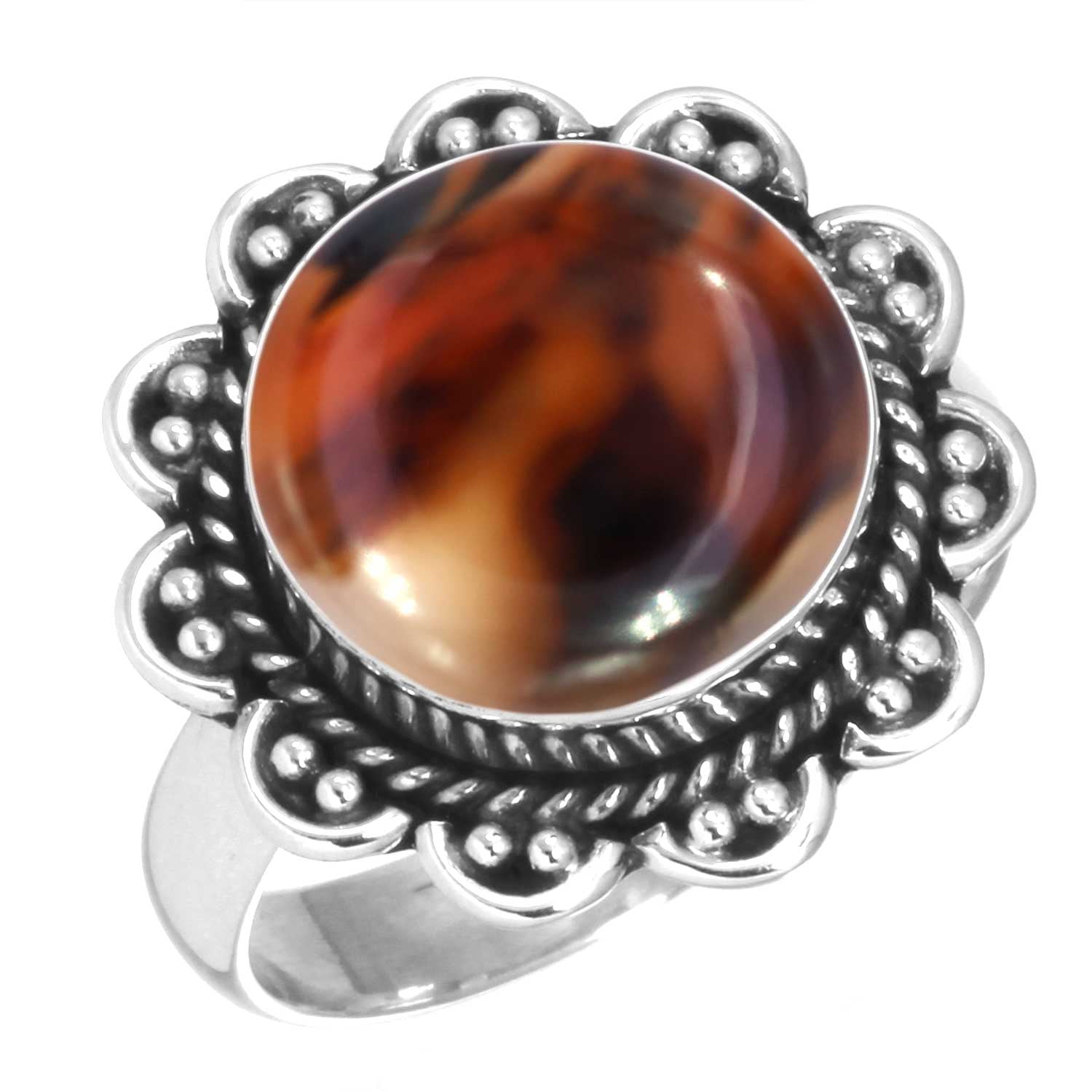 925 Sterling Silver Ring Natural Montana Agate Handmade Jewelry ...