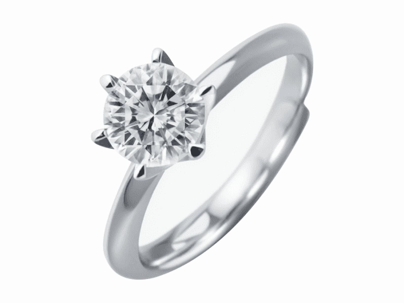 925 Sterling Silver Ring - Platinum-Plated CZ Solitaire Rings for Women ...