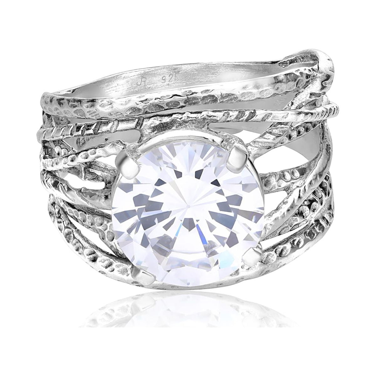 925 Sterling Silver Ring With A White Round Cubic Zirconia CZ Prong ...
