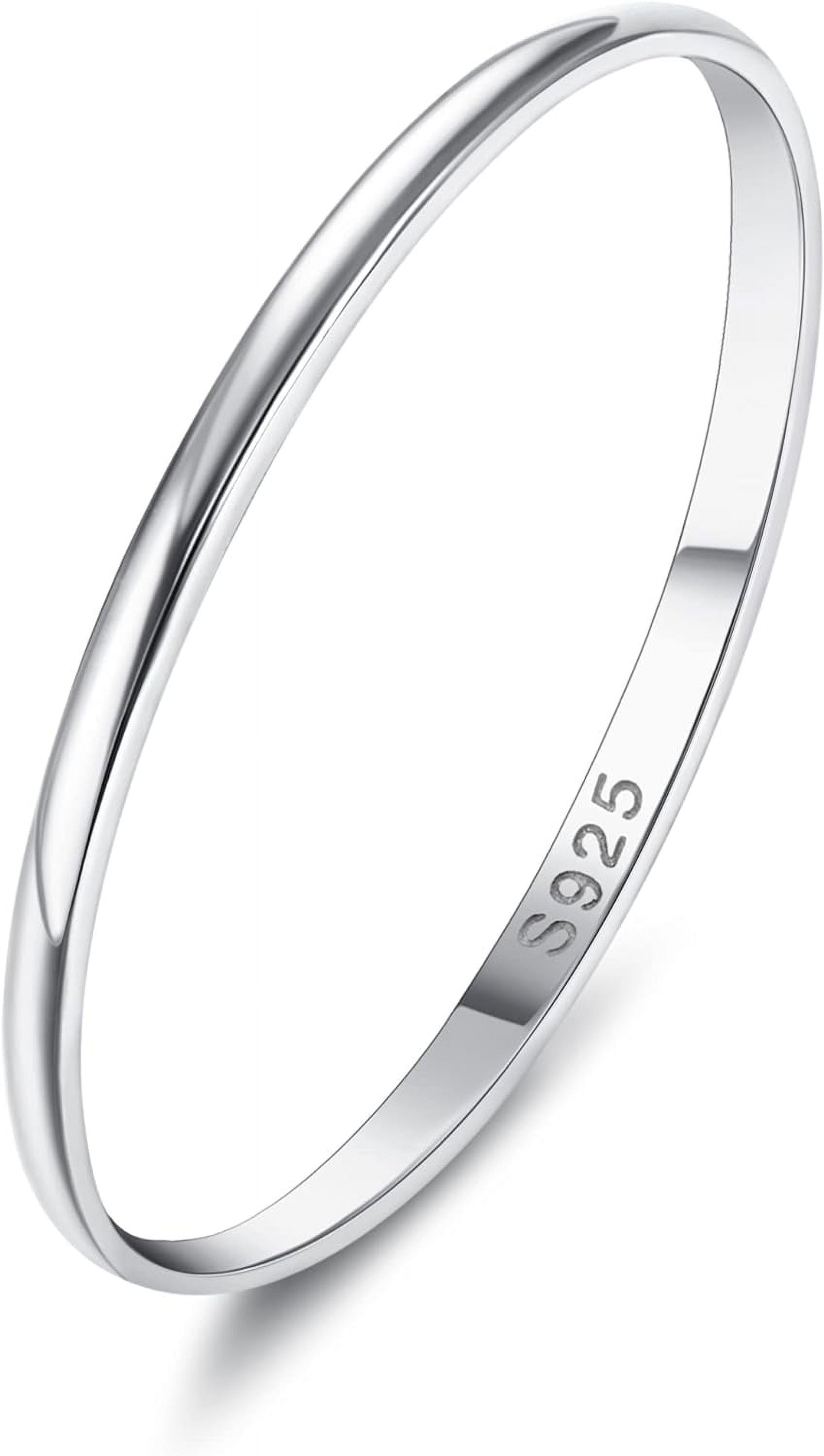 925 Sterling Silver Rings for Women Men 18K White Gold Plated Plain ...