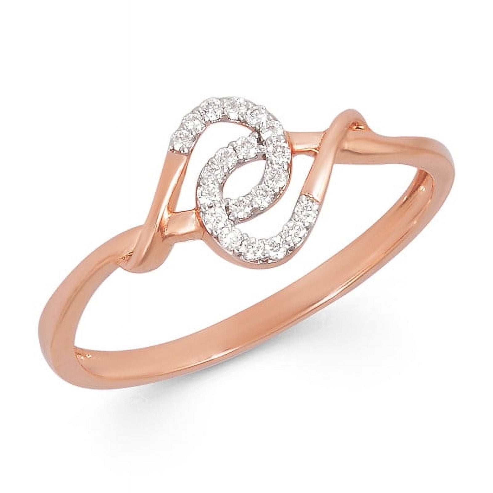 925 Sterling Silver Rose Gold Plated Diamond Interlocking Loop Ring ...