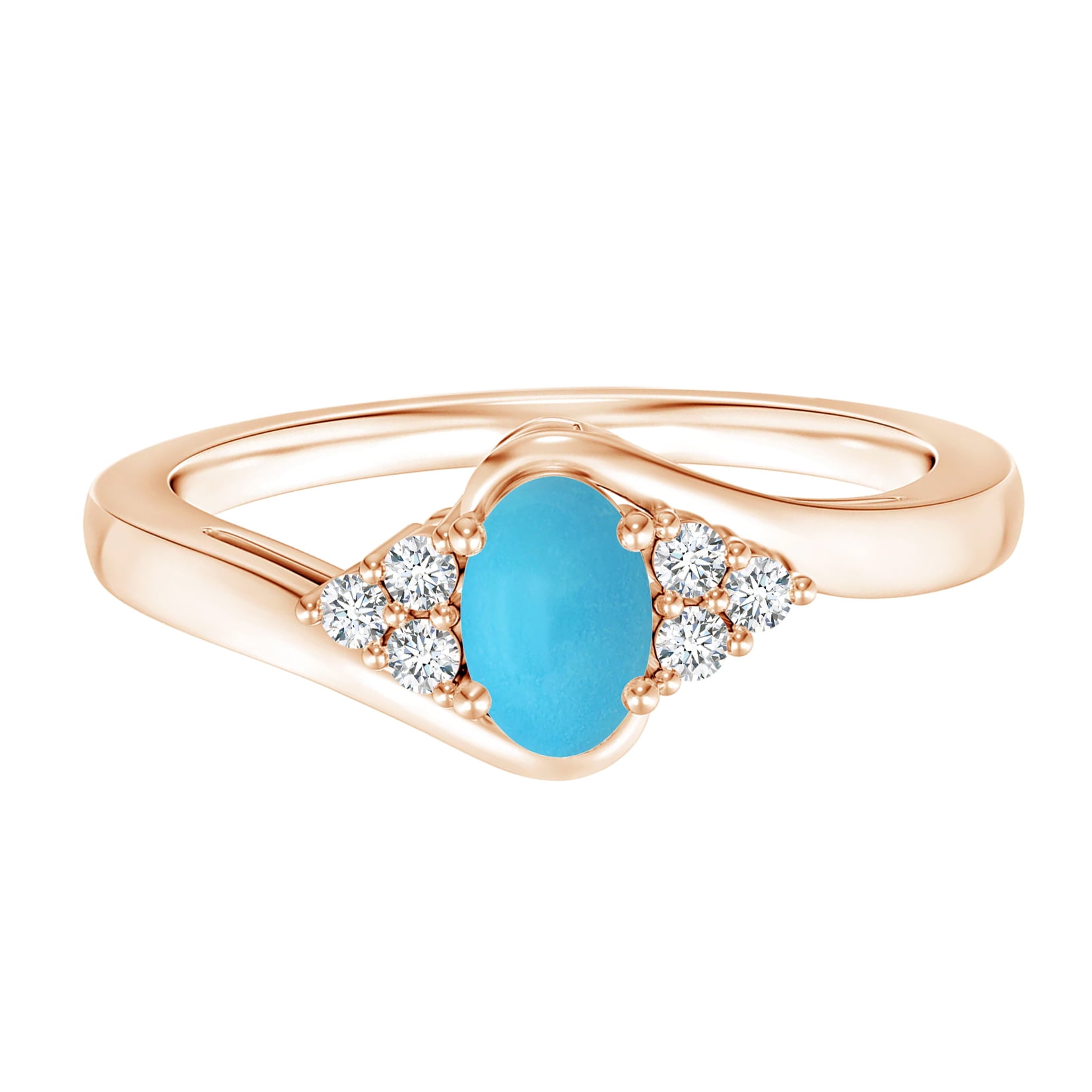 925 Sterling Silver Rose Plated 1 Ctw Oval Turquoise Solitaire Promise ...