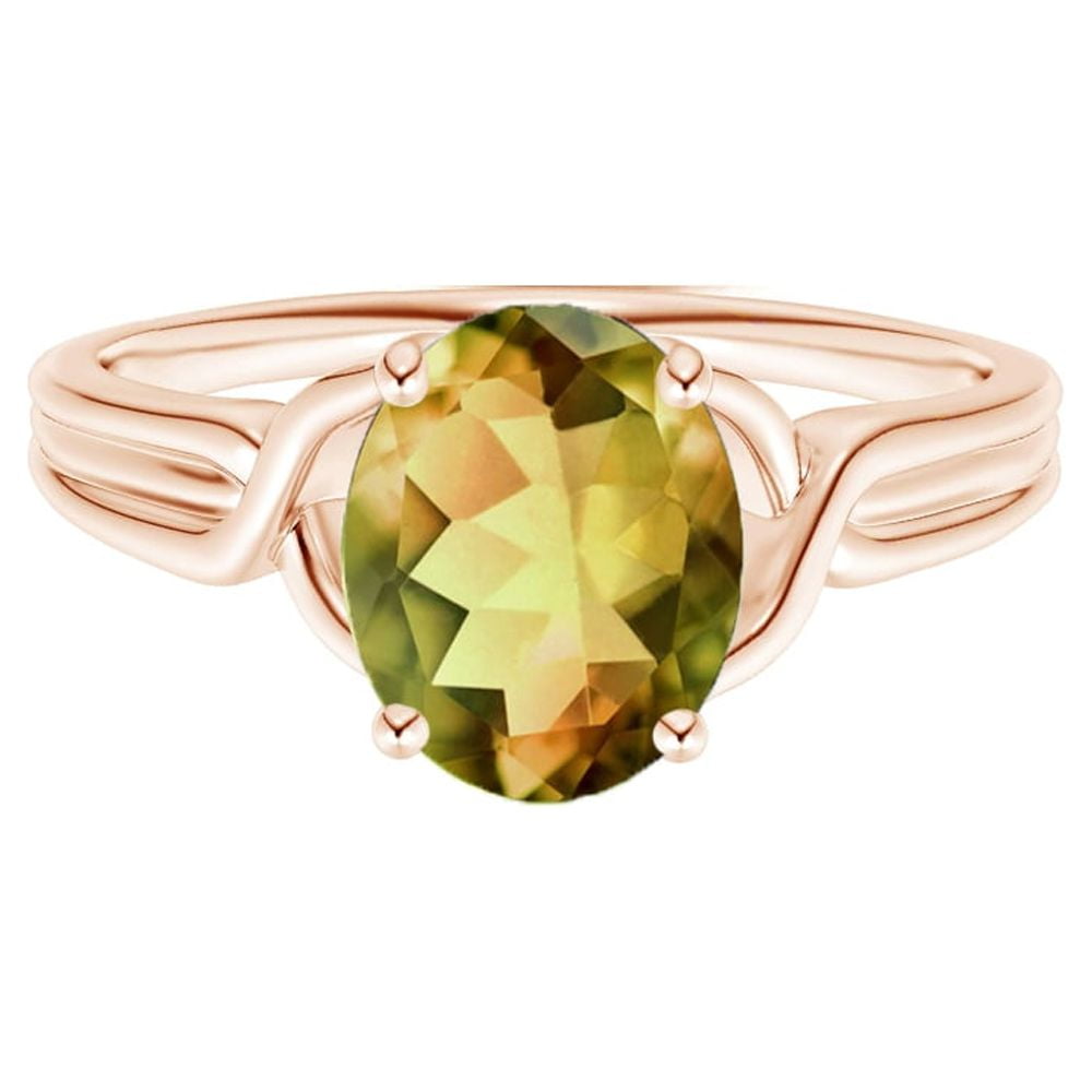 925 Sterling Silver Rose Plated 2.5 Ctw Oval Andalusite Criss Cross ...