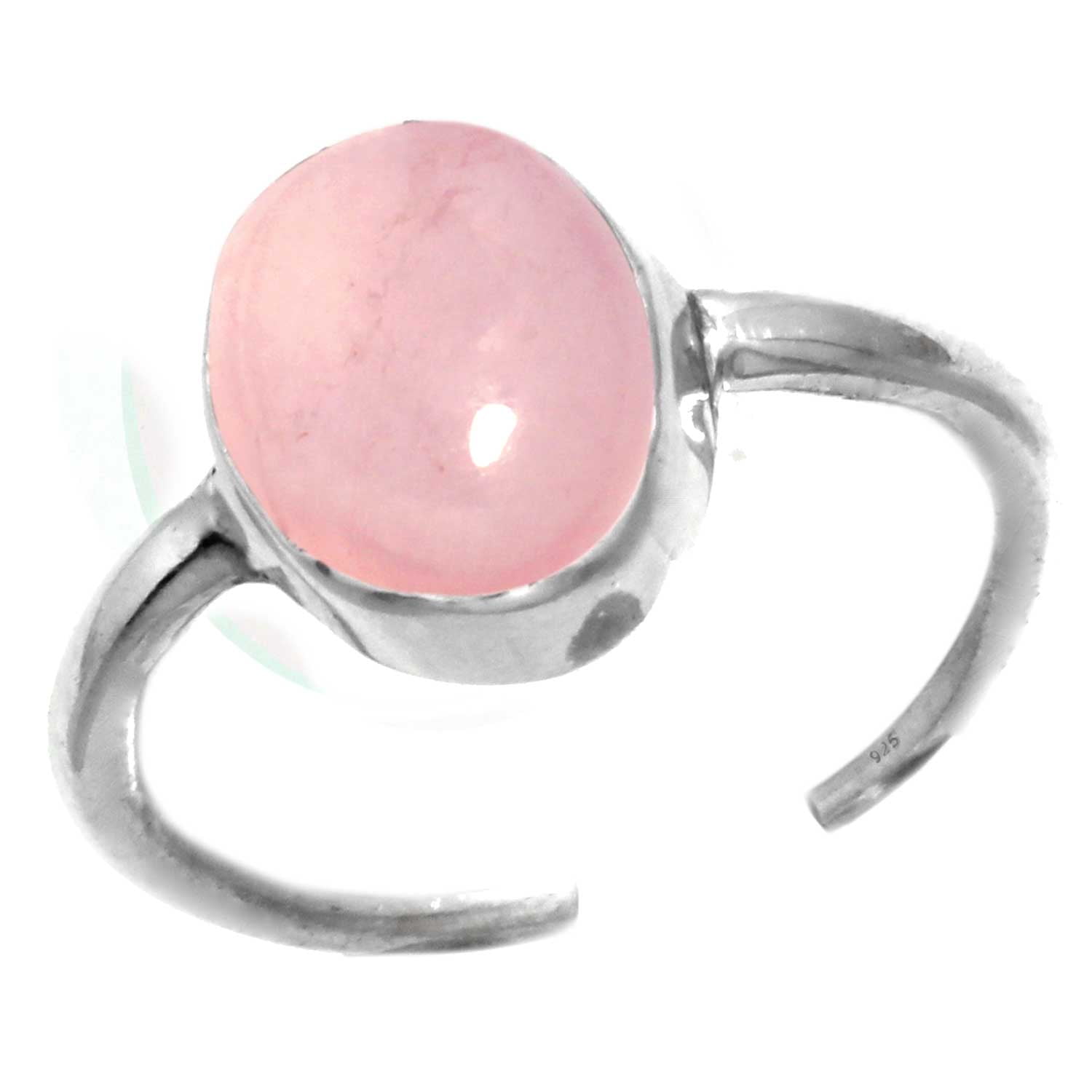 925 Sterling Silver Rose Quartz Gemstone Handmade Adjustable Toe Ring ...