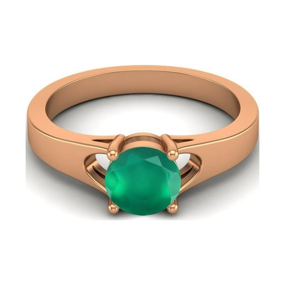 925 Sterling Silver Rose Vermeil 6mm Round Green Onyx Solitaire Women ...