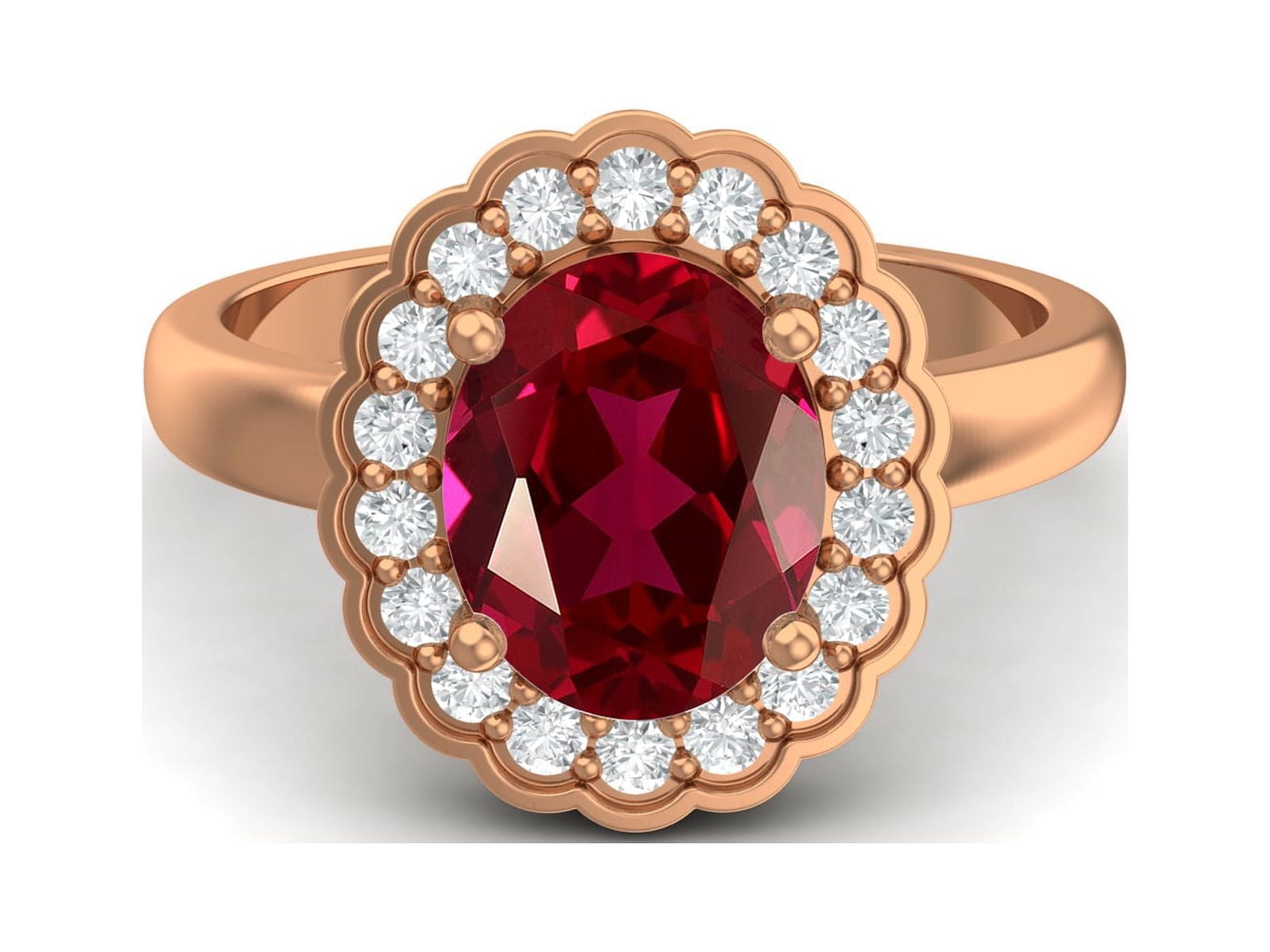925 Sterling Silver Rose Vermeil 6mm Round Ruby Glass Field Solitaire ...