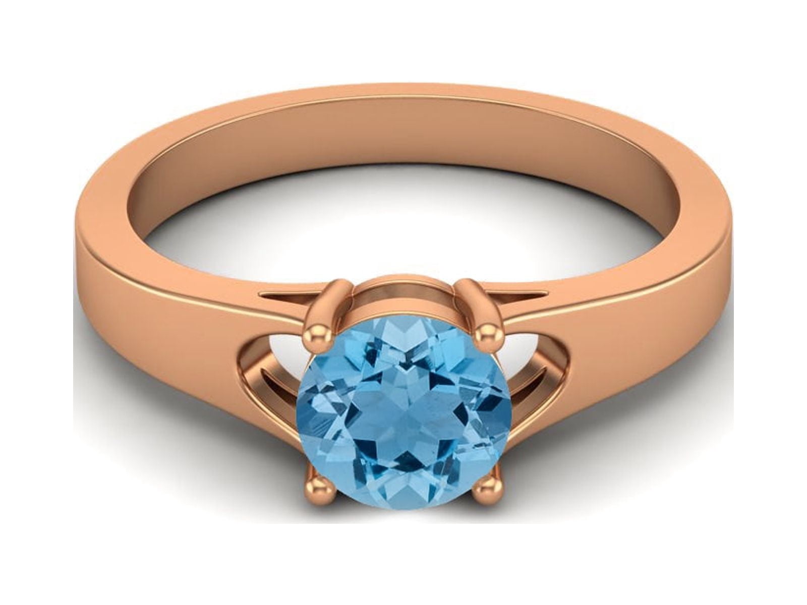 925 Sterling Silver Rose Vermeil 6mm Round Swiss Blue Topaz Solitaire ...