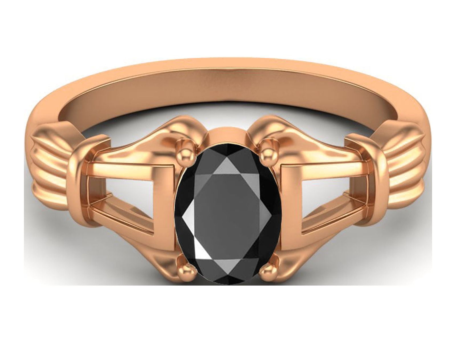 925 Sterling Silver Rose Vermeil 7x5mm Oval Shape Black Spinel ...