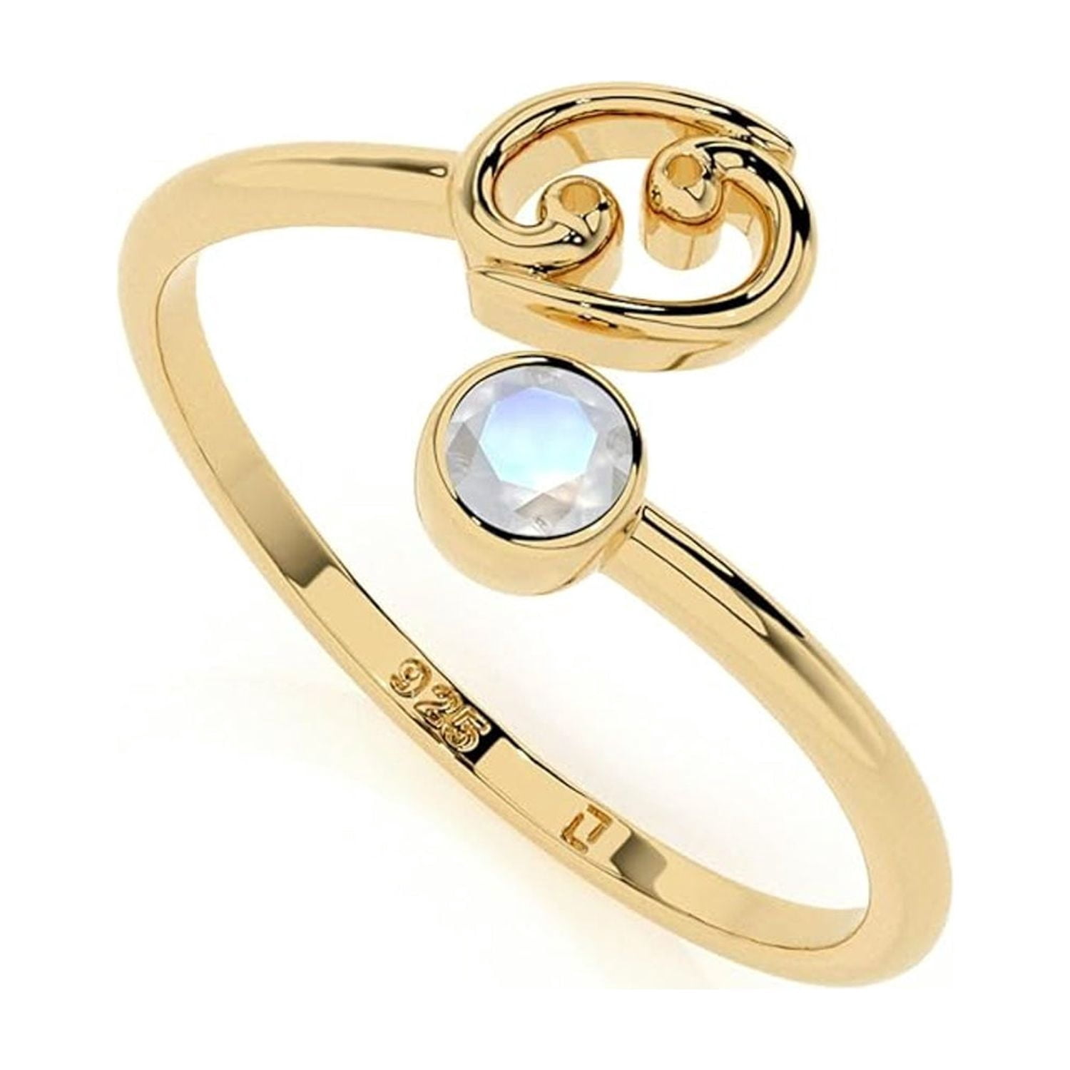 925 Sterling Silver Round 0.4 Ctw Moonstone Cancer Zodiac Birthstone ...
