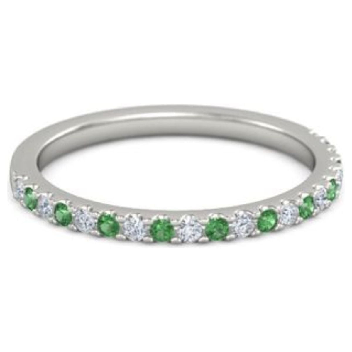 925 Sterling Silver Round 0.58 Ctw Tsavorite Half Eternity Women Engagement Stacking Ring ...