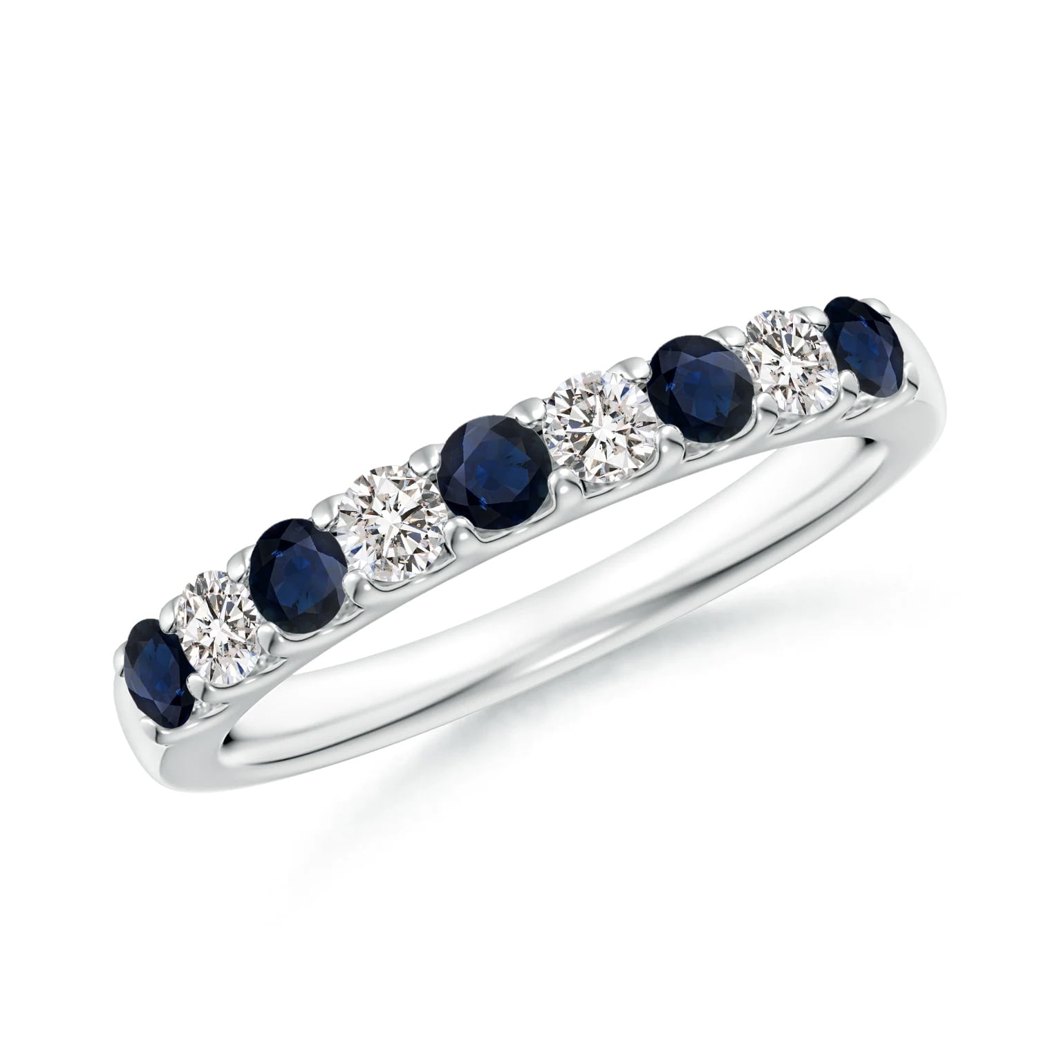 925 Sterling Silver Round 0.60 Ctw Blue Sapphire Eternity Band ...