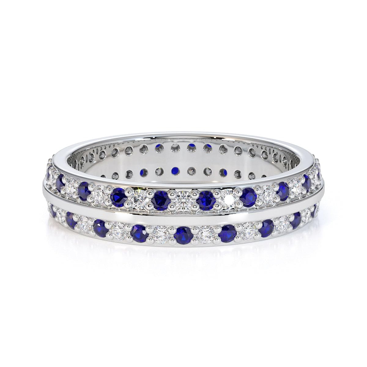 925 Sterling Silver Round 0.70 Ctw Tanzanite & White Topaz Full ...