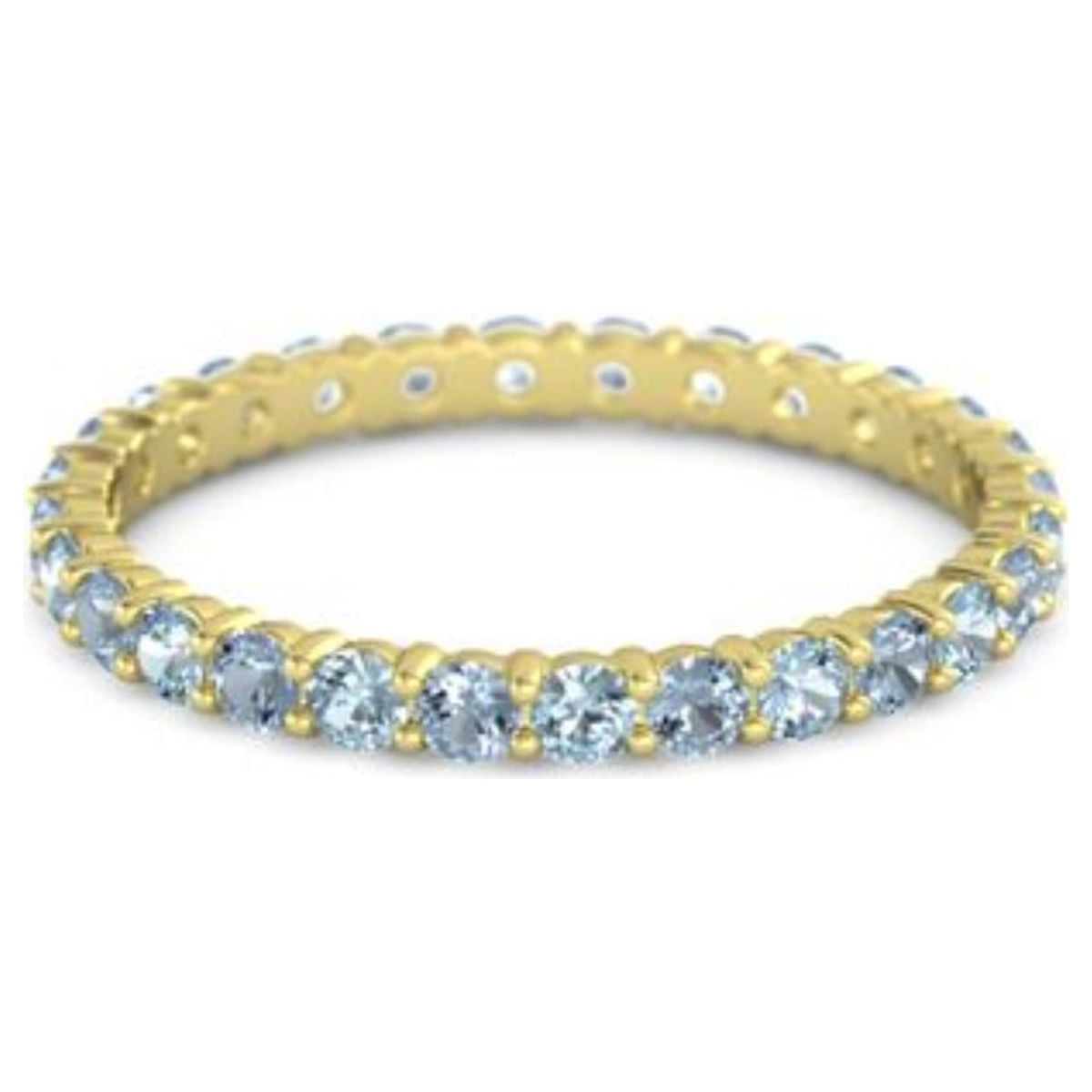 925 Sterling Silver Round 2.5 MM Aquamarine March Birthstone With Blue Topaz Ring Eternity Band ...