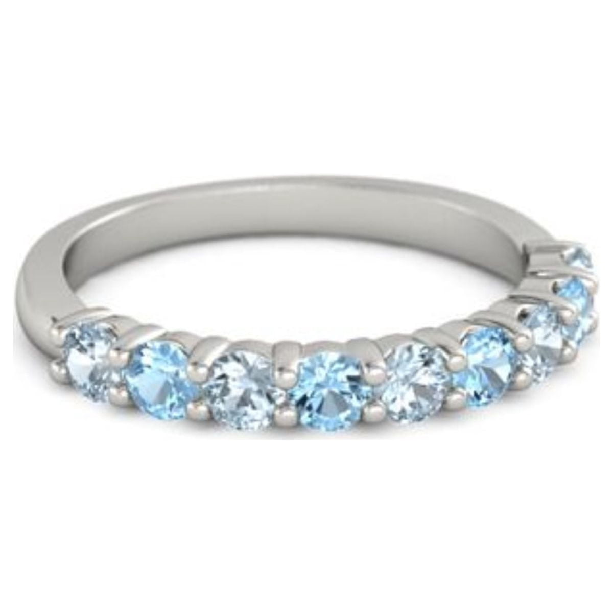 925 Sterling Silver Round 2.50 MM Aquamarine Blue Topaz Eternity Women ...