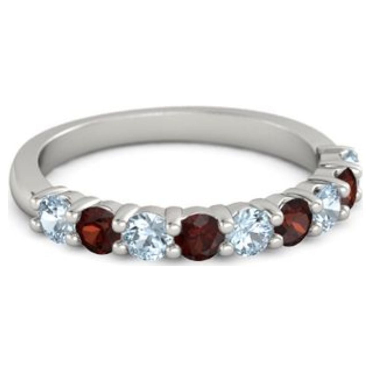 925 Sterling Silver Round 2.50 MM Aquamarine Garnet Half Eternity Women ...