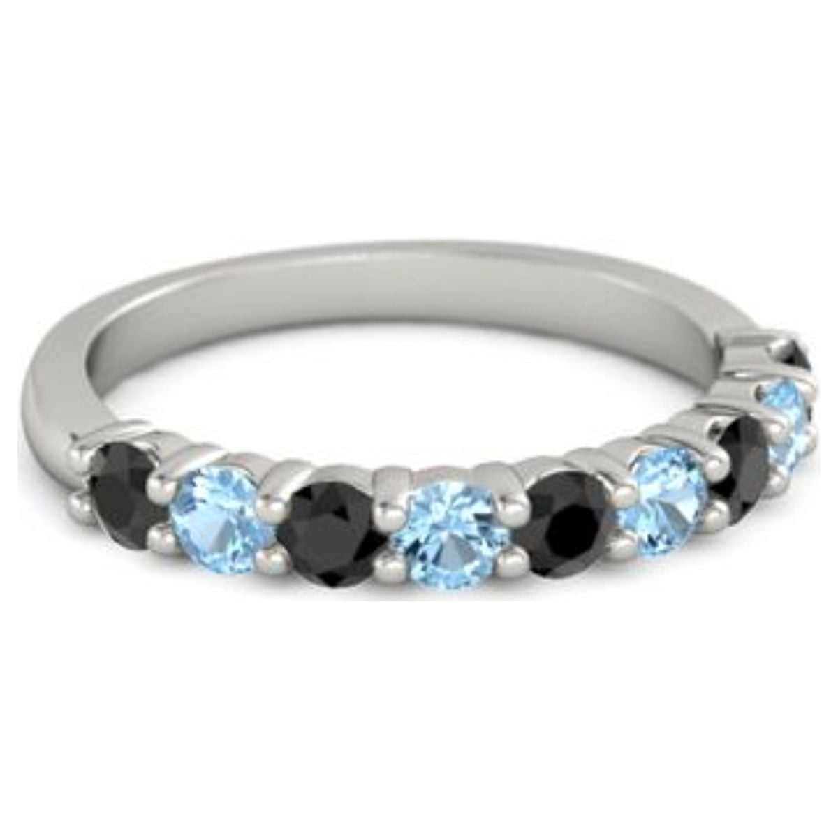 925 Sterling Silver Round 2.50 MM Black Spinel Blue Topaz Eternity ...