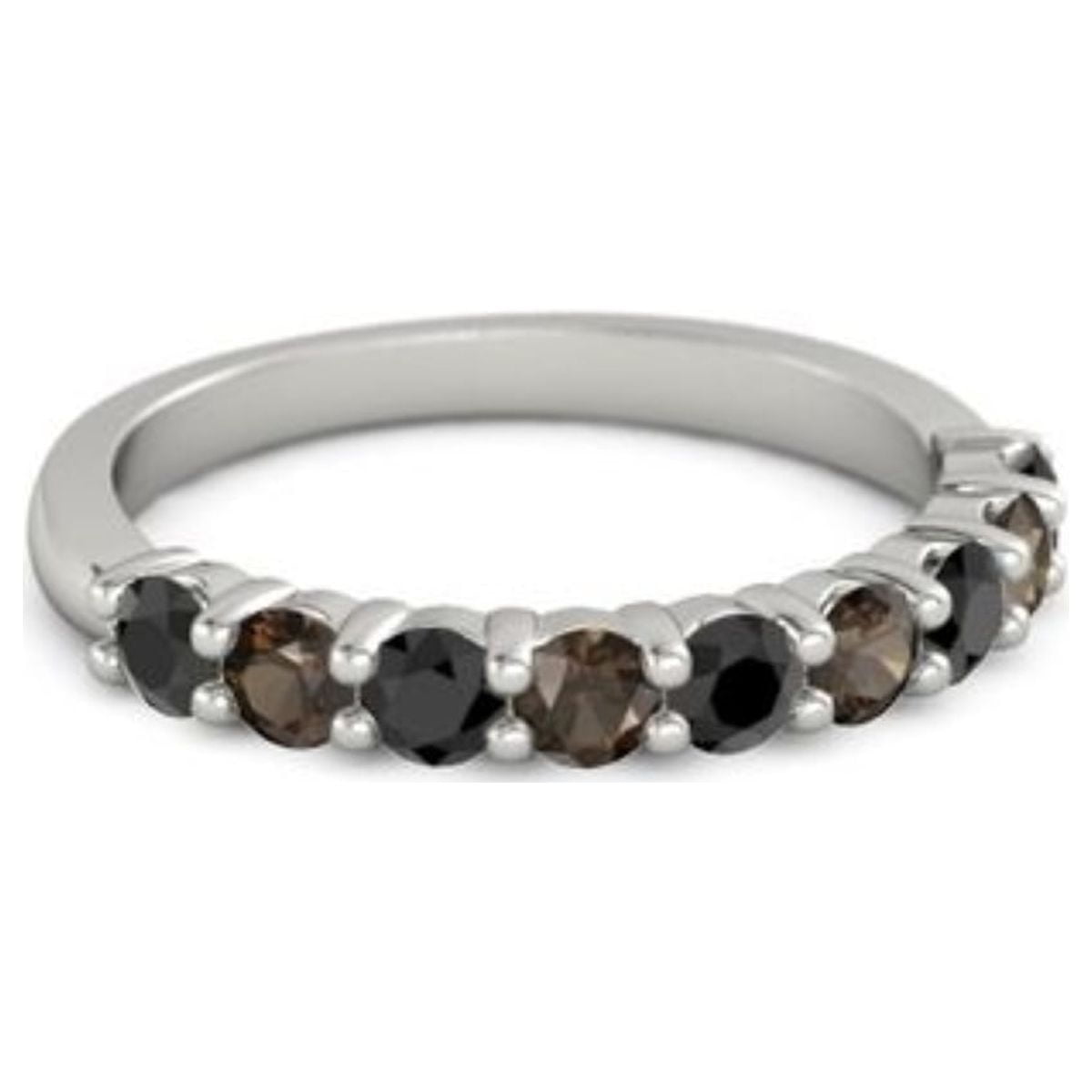 925 Sterling Silver Round 2.50 MM Black Spinel Smoky Quartz Eternity Band Women Ring - Walmart.com