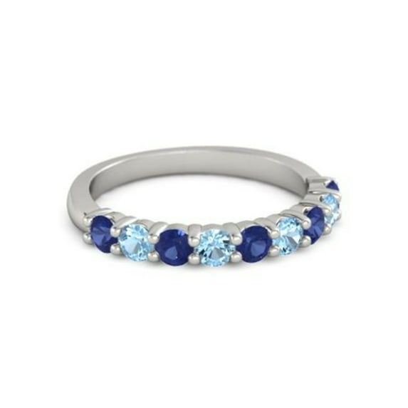 925 Sterling Silver Round 2.50 MM Blue Sapphire Blue Topaz Eternity ...