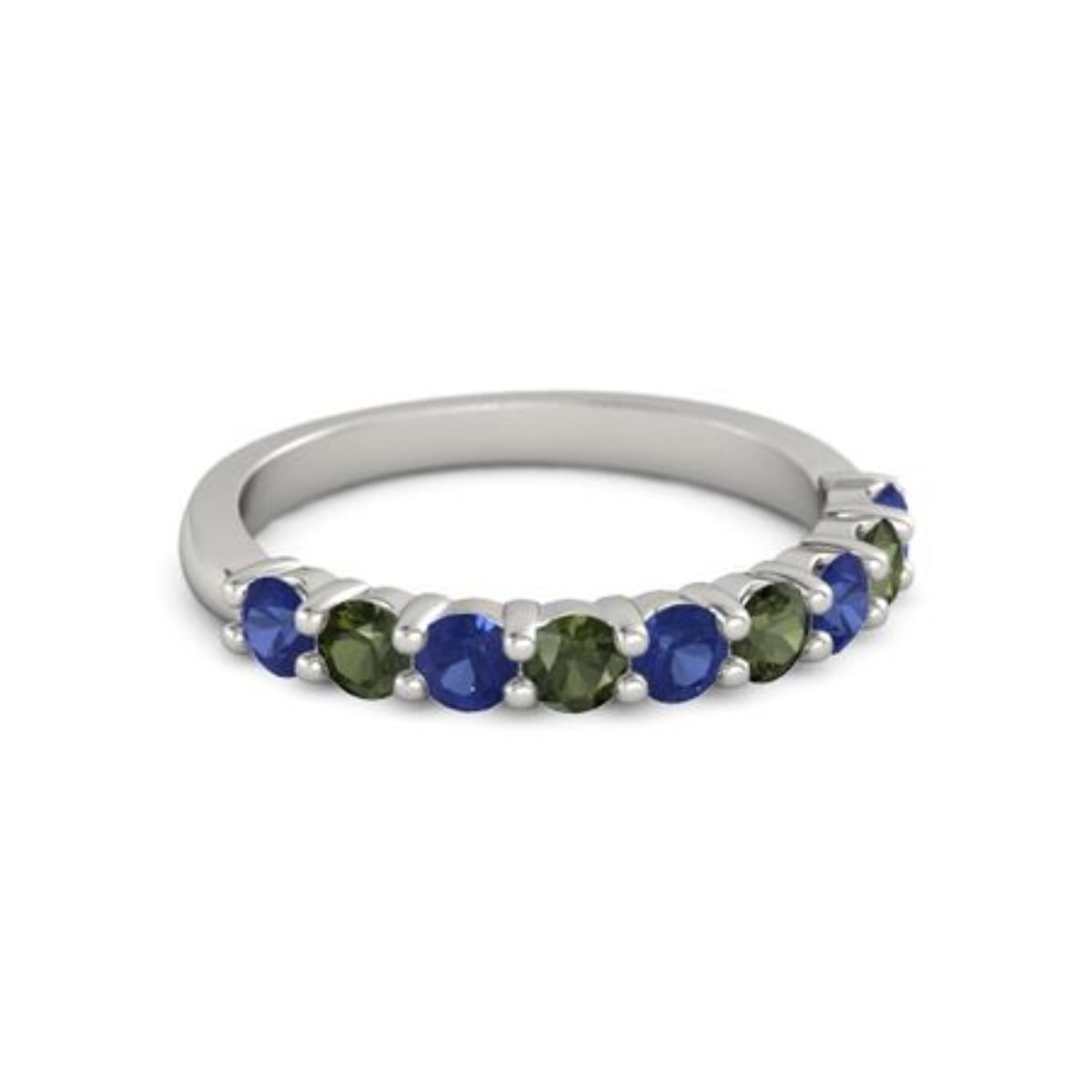 925 Sterling Silver Round 2.50 MM Blue Sapphire Green Apatite Eternity Ring - Walmart.com