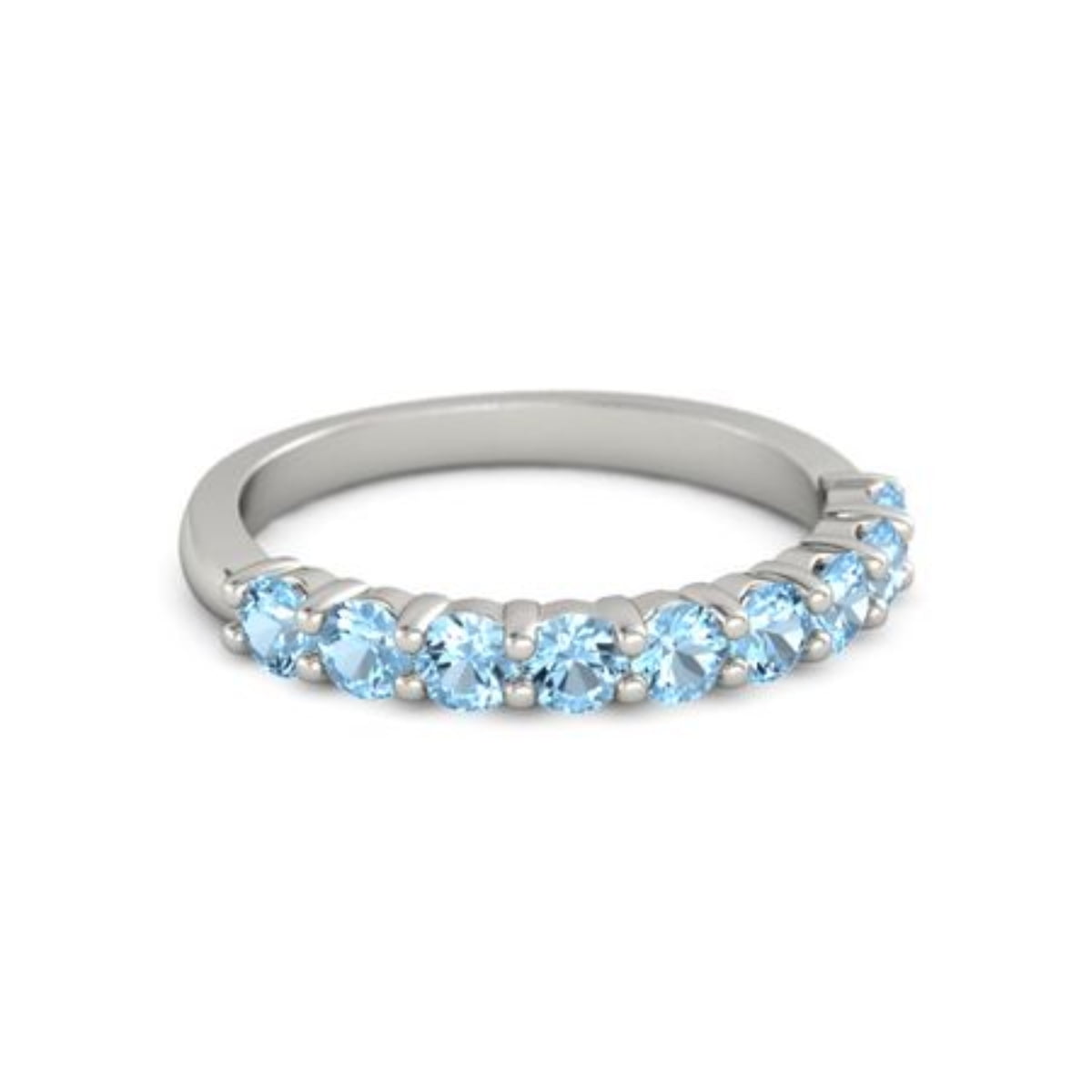 925 Sterling Silver Round 2.50 MM Blue Topaz Half Eternity Women ...