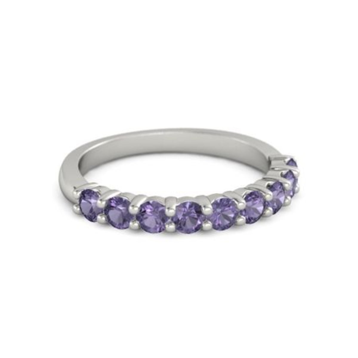 925 Sterling Silver Round 2.50 MM Iolite Half Eternity Women Wedding ...