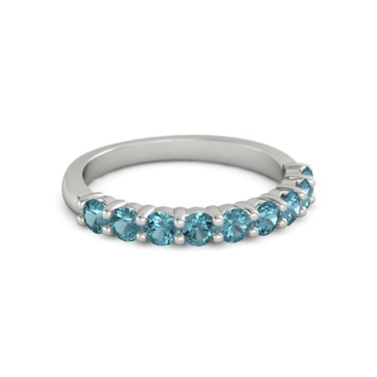 925 Sterling Silver Round 2.50 MM London Blue Topaz Half Eternity Women Ring - Walmart.com
