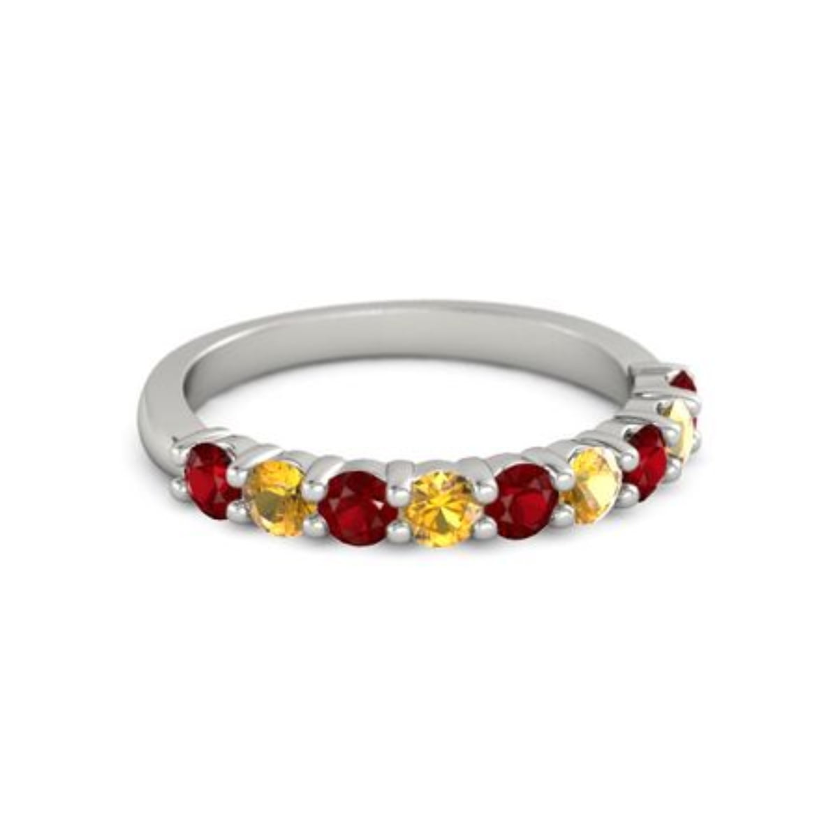 925 Sterling Silver Round 2.50 MM Ruby Citrine Half Eternity Women Wedding Ring - Walmart.com