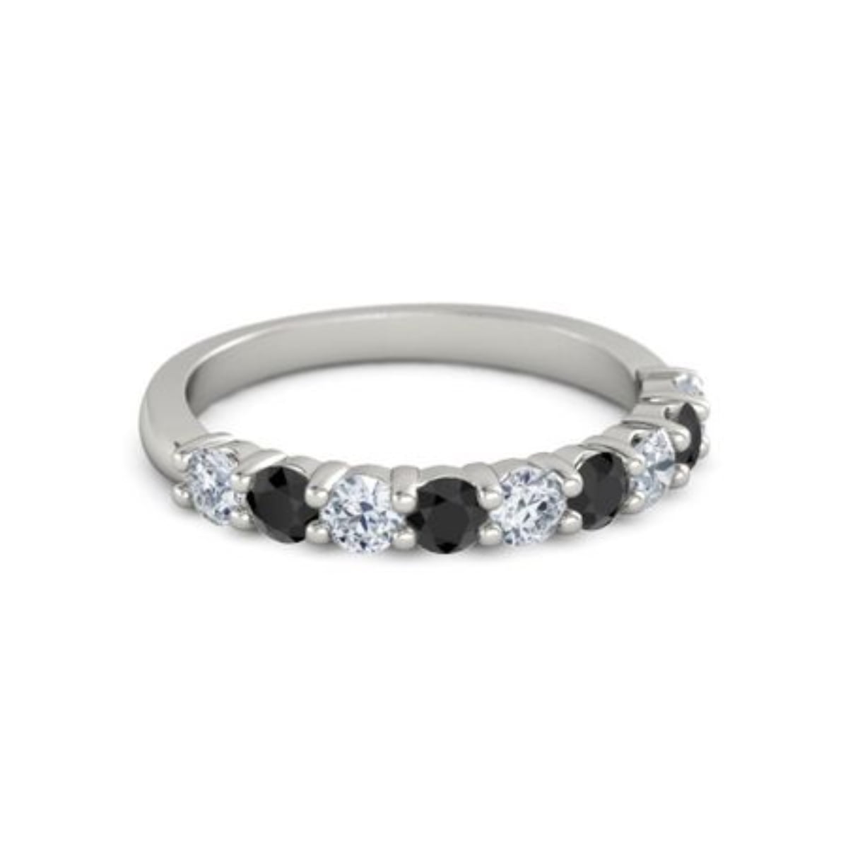 925 Sterling Silver Round 2.50 MM White Cz Black Spinel Eternity Women ...