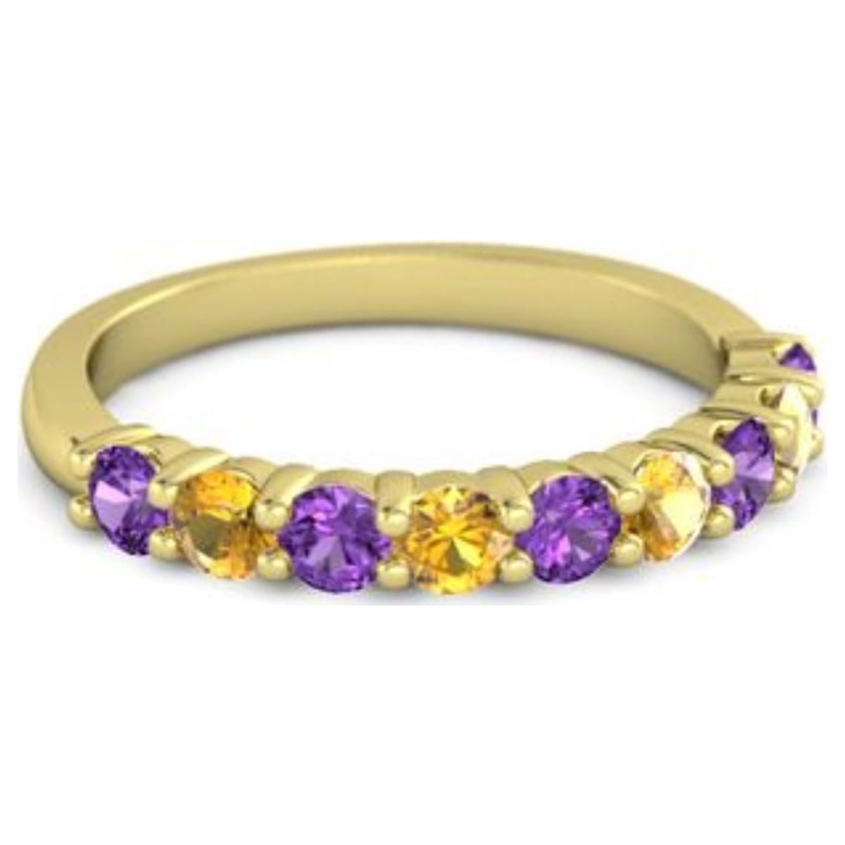 925 Sterling Silver Round 2.5MM Amethyst Citrine Eternity Yellow Plated ...