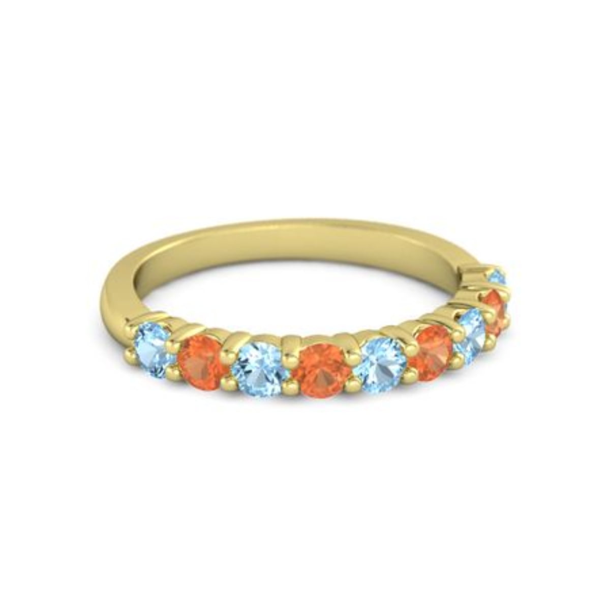 925 Sterling Silver Round 2.5MM Blue Topaz Fire Opal Eternity Yellow ...