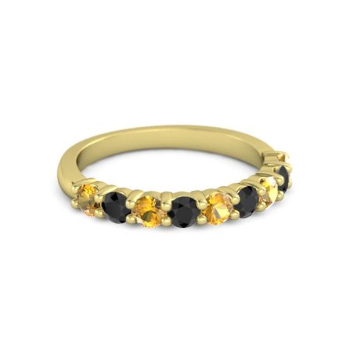 925 Sterling Silver Round 2.5MM Citrine Black Spinel Eternity Yellow ...