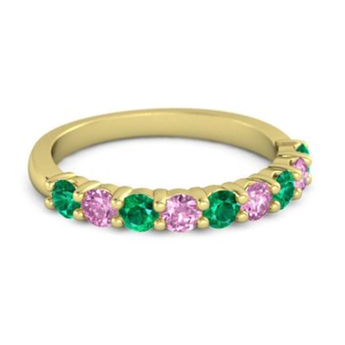 925 Sterling Silver Round 2.5MM Emerald Pink Spinel Eternity Yellow ...