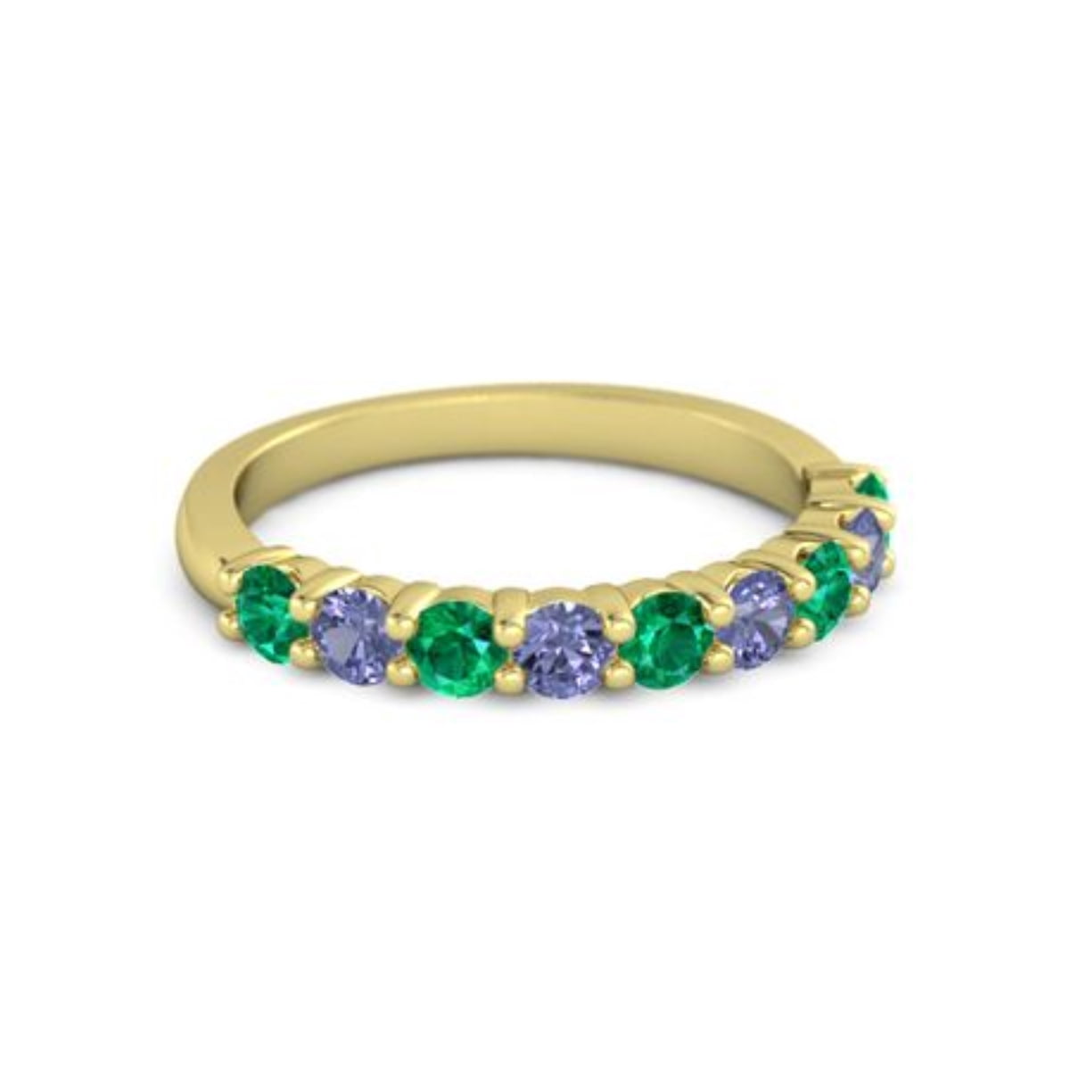 925 Sterling Silver Round 2.5MM Emerald Tanzanite Eternity Yellow ...