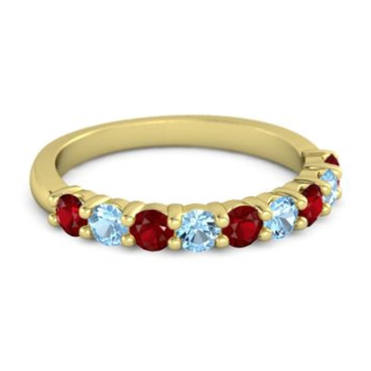 925 Sterling Silver Round 2.5MM Ruby Blue Topaz Eternity Yellow Plated ...