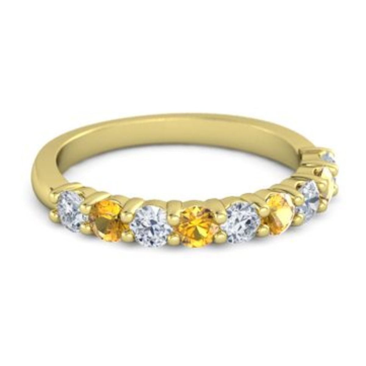 925 Sterling Silver Round 2.5MM White Cz Citrine Eternity Yellow Plated ...