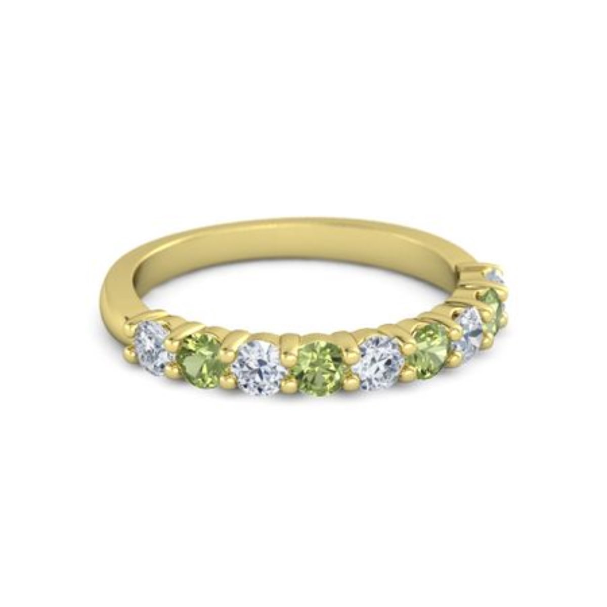 925 Sterling Silver Round 2.5MM White Cz Peridot Eternity Yellow Plated ...