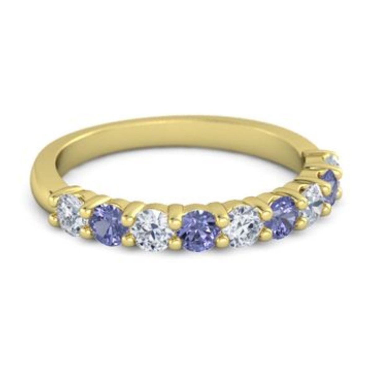 925 Sterling Silver Round 2.5MM White Cz Tanzanite Eternity Yellow ...